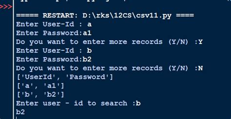 Rks Computer Science Create A Csv File By Entering User Id And