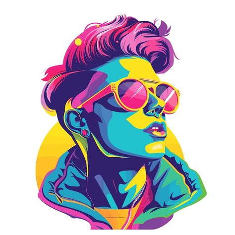 Premium Vector Portrait Of A Beautiful Girl With Pink Hair Vector