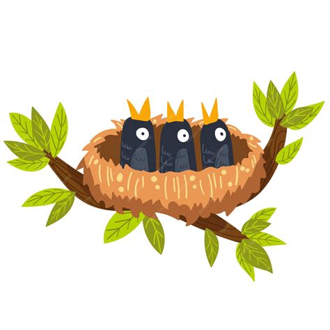 Premium Vector Bird Nest With Chicks Vector Illustration