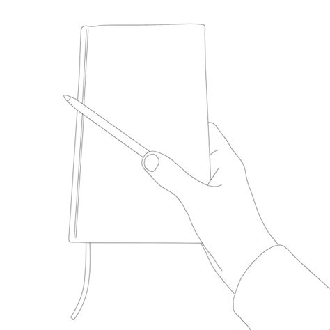 Premium Vector Outline Hand Holding Pen With Notebook