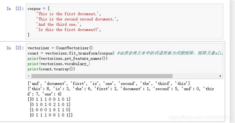 Sklearn Countvectorizer提取的词频矩阵的表示 Sklearn中将文本提取转换后的矩阵含义 Csdn博客