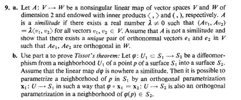 Solved 9 A Let Av W Be A Nonsingular Linear Map Of Vector