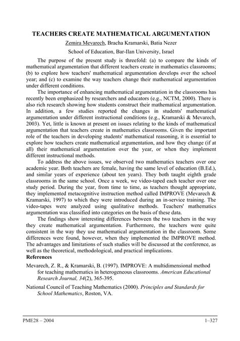 Pdf Teachers Create Mathematical Argumentation