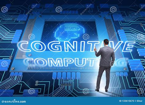 Cognitive Computing Concept As Future Technology With Businessma Stock