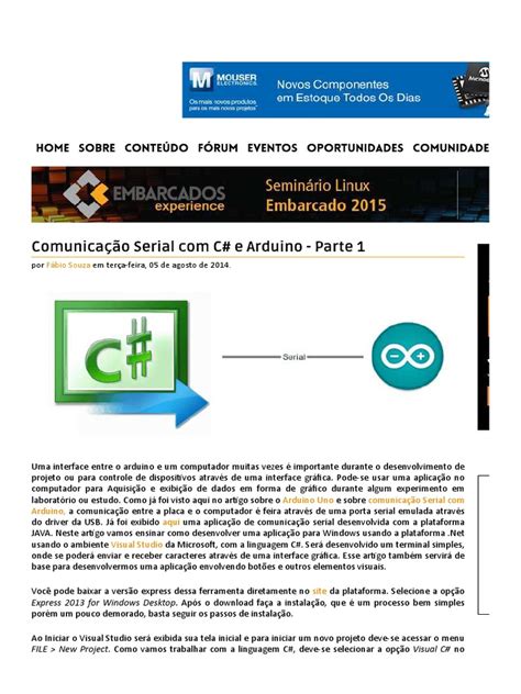 Comunicação Serial Com C E Arduino Parte 1 Embarcados Pdf Arduino C Sharp Linguagem