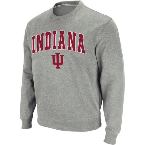 Mens Colosseum Heather Gray Indiana Hoosiers Arch And Logo Crew Neck
