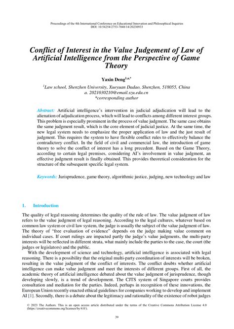 (PDF) Conflict of Interest in the Value Judgement of Law of Artificial Intelligence from the ...