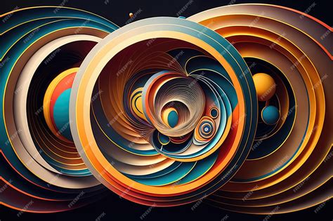 Premium Ai Image Multicolored Concentric Circles With Overlapping