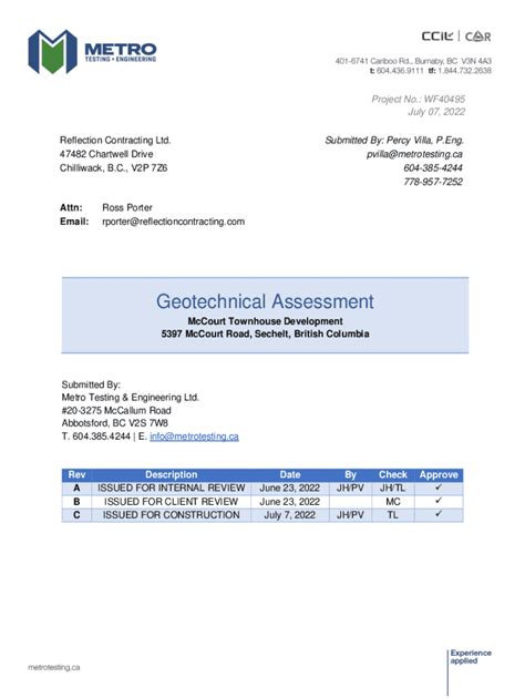 Fillable Online Geotechnical Assessment Fax Email Print PdfFiller
