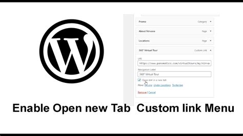 Enable Open New Tab Wordpress Custom Link Menu Youtube