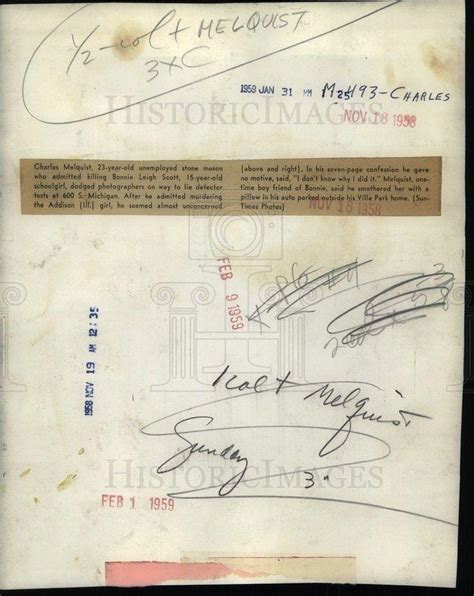 1958 Press Photo Charles Melquist Killer Bonnie Leigh Scott 1863270761