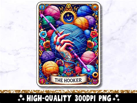 The Hooker Funny Tarot Card Png Crochet Knitter Sublimation Design