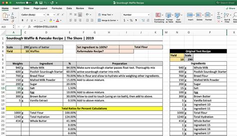 Recipe Template Excel