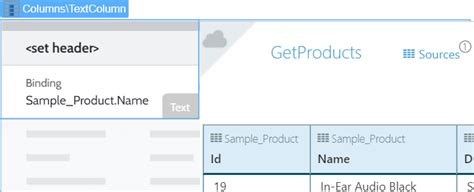 The Sample Grid Has Just One Text Column And The Binding Parameter Was Filled With Sample