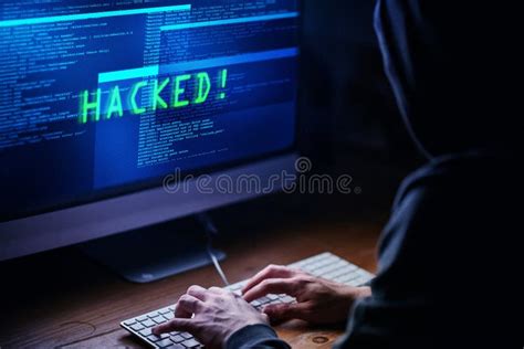 Computer Hacker And Cyber Security At Night For Online Cybercrime Data Protection Website