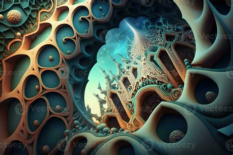 Fractal Volumetric Abstraction Background Neural Network AI Generated