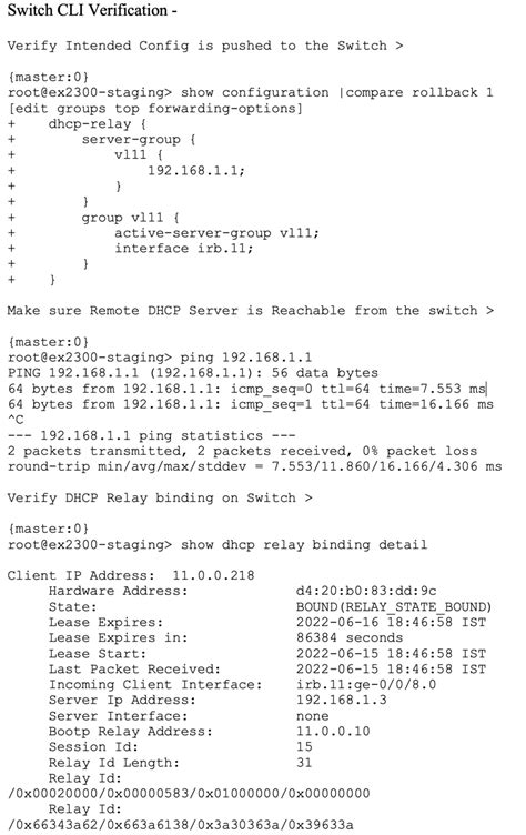 DHCP Server Relay Configuration For Managed Switch Mist
