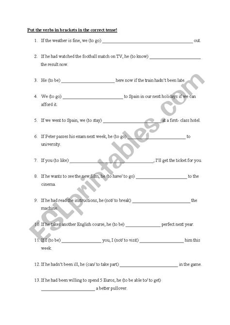 Conditional Sentenses Mix Esl Worksheet By Noorandi