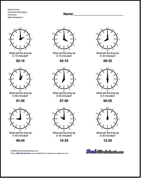 Analog Clock Practice Worksheets