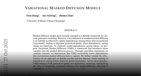 Paper Page Variational Masked Diffusion Models