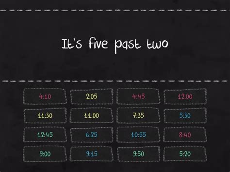 Telling The Time Find The Match