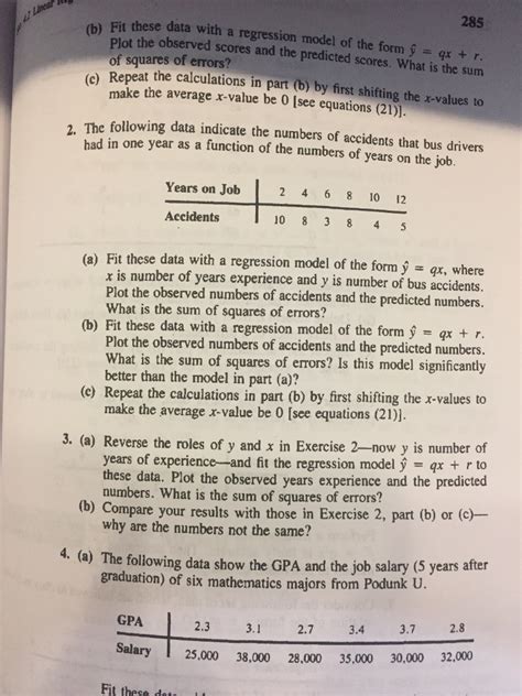 Solved B Fit These Data With A Regression Model Of The Chegg