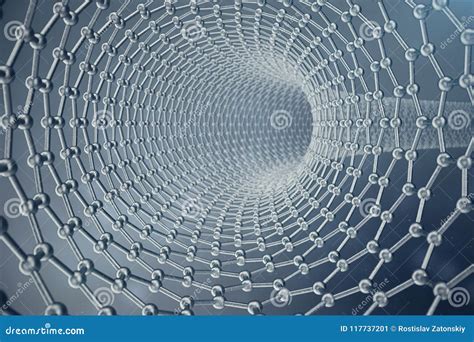 3d Rendering Structure Of The Graphene Tube Abstract Nanotechnology Hexagonal Geometric Form