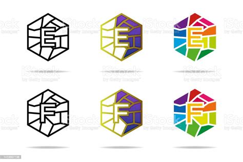 문자 E 및 문자 F 로고 디자인 템플릿의 컬렉션 육각형 모양 0명에 대한 스톡 벡터 아트 및 기타 이미지 0명 3차원 형태 가상현실 Istock