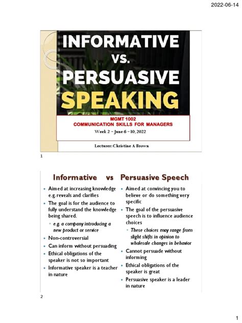 Informative Vs Persuasive Speaking Pdf Persuasion Attitude Psychology