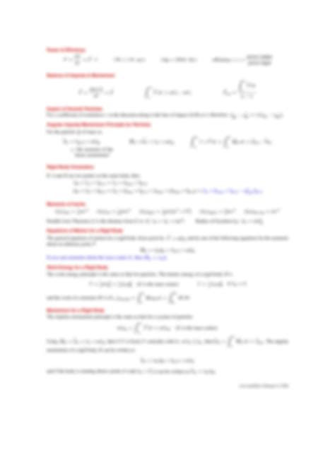 Solution Dynamics E Mch 212 Equation Sheet Studypool