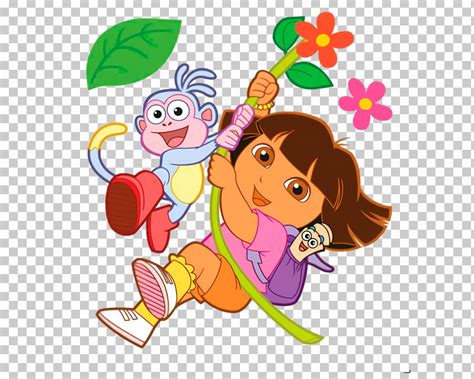 Dora The Explorer Adventurous Girl And Monkey Swinging Png Clipart