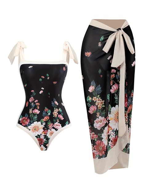 Beranmey Womens Tropical Print One Piece Swimsuit V Neck Tummy