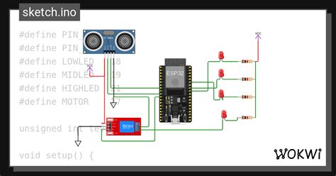 Water Level Controller Using Ultrasonic Sensor Wokwi Esp32 Stm32