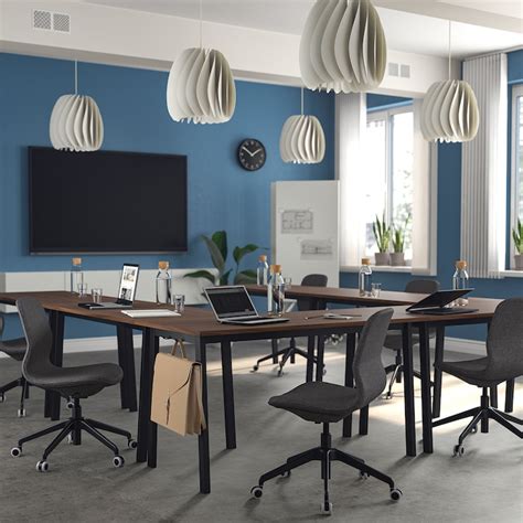 Mittzon Conference Table Walnut Veneerblack 140x68x75 Cm Ikea Uk