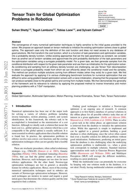Pdf Tensor Train For Global Optimization Problems In Robotics
