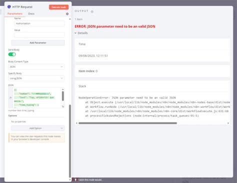 solución error “json parameter need to be a valid json” n8n