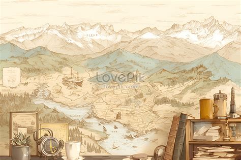 손으로 그린 역사 지도 일러스트 무료 다운로드 Lovepik