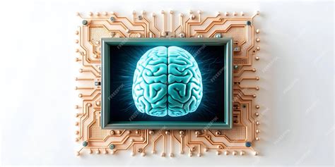 Ai Driven Digital Brain Frame Concept Minimalistic Border Frame With Brainwave And Circuitry
