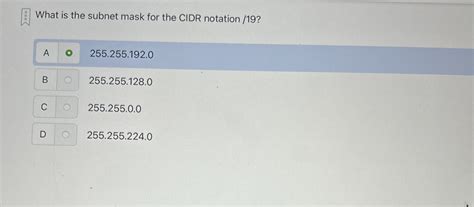 High Quality Solution What Is The Subnet Mask For The Cidr Notation 19