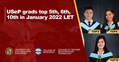 Usep Grads Top 5th 6th 10th In January 2022 Let University Of Southeastern Philippines