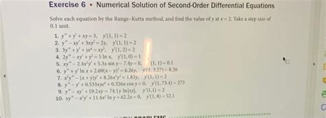 Solved Exercise Numerical Solution Of Second Order Chegg