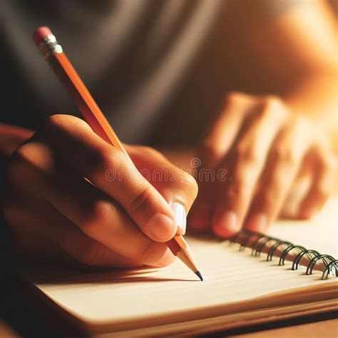A Close Up Of A Person S Handwriting In A Notebook With A Pencil Stock Illustration