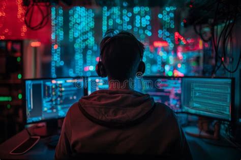 Cybersecurity Specialist During A Critical Infiltration Effort At A High Tech Control Center