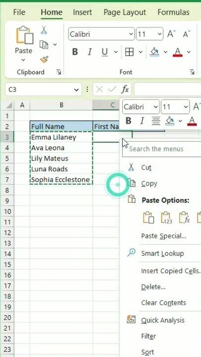shorts how to split cells in excel shorts youtube