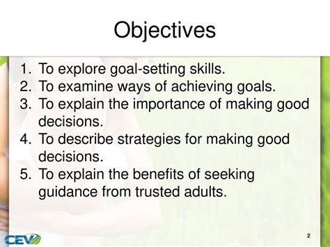 Objectives To explore goal-setting skills. - ppt download