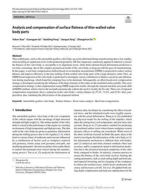 Analysis And Compensation Of Surface Flatness Of Thin Walled Valve Body