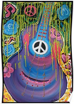 Peace Guitar Hippie Abstract Art By Laura Barbosa Hippie Art