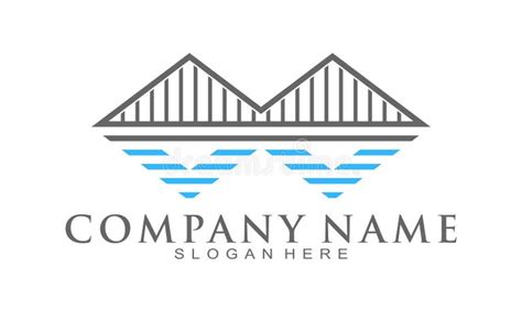 Double Triangle River Bridge Logo Design Vector Stock Vector