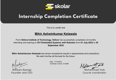 Mihir Kelawala On Linkedin Successfully Completed My Iot Project Internship With Skolar Thanks To