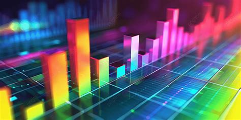 High Tech Colorful Graph On A Computer Screen Showing Data